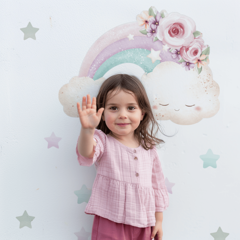 Autocolant curcubeu. Textil. Pentru copii - Murale